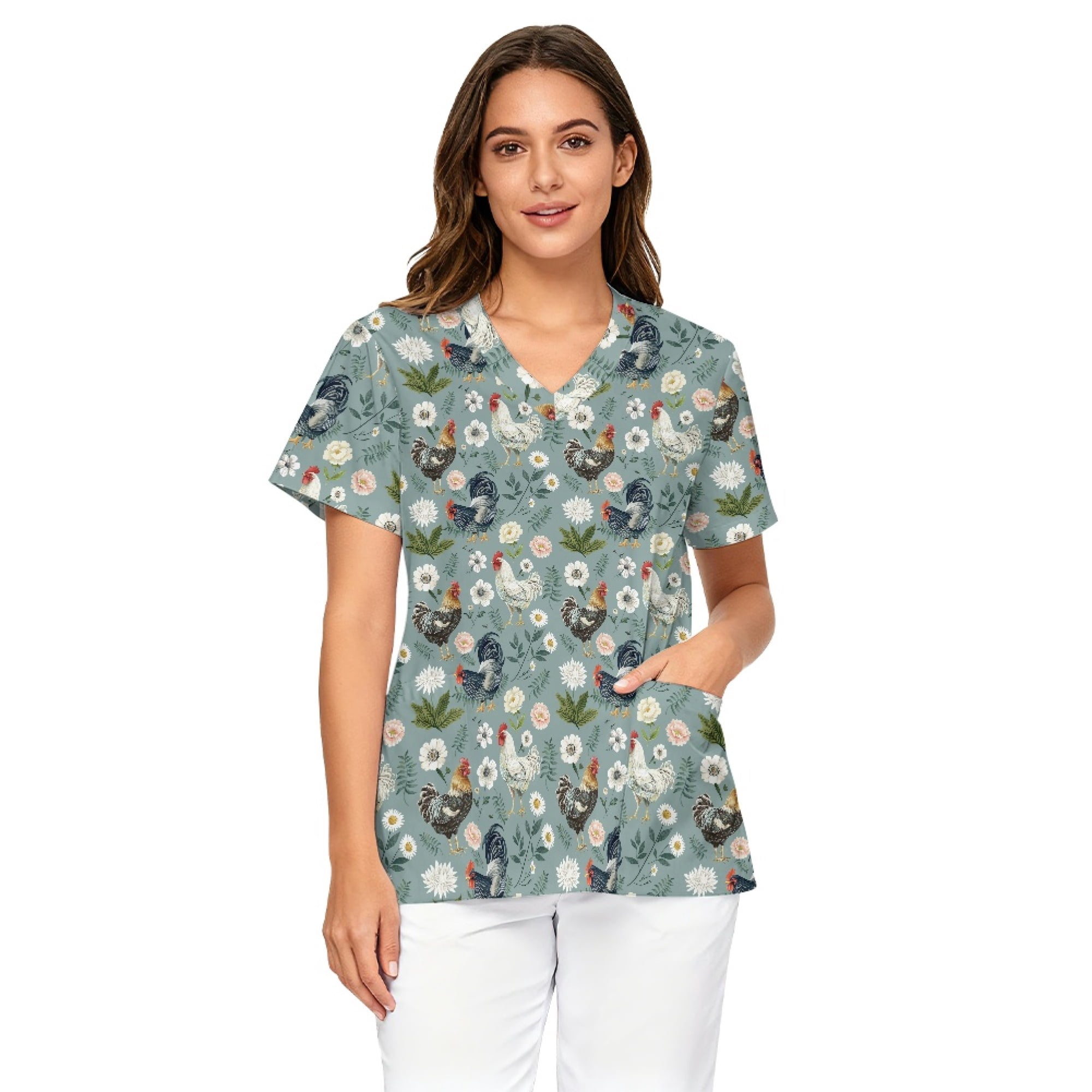 Binienty Scrub Tops with Pockets for Women, Soft Stretch, Comfy V Neck ...