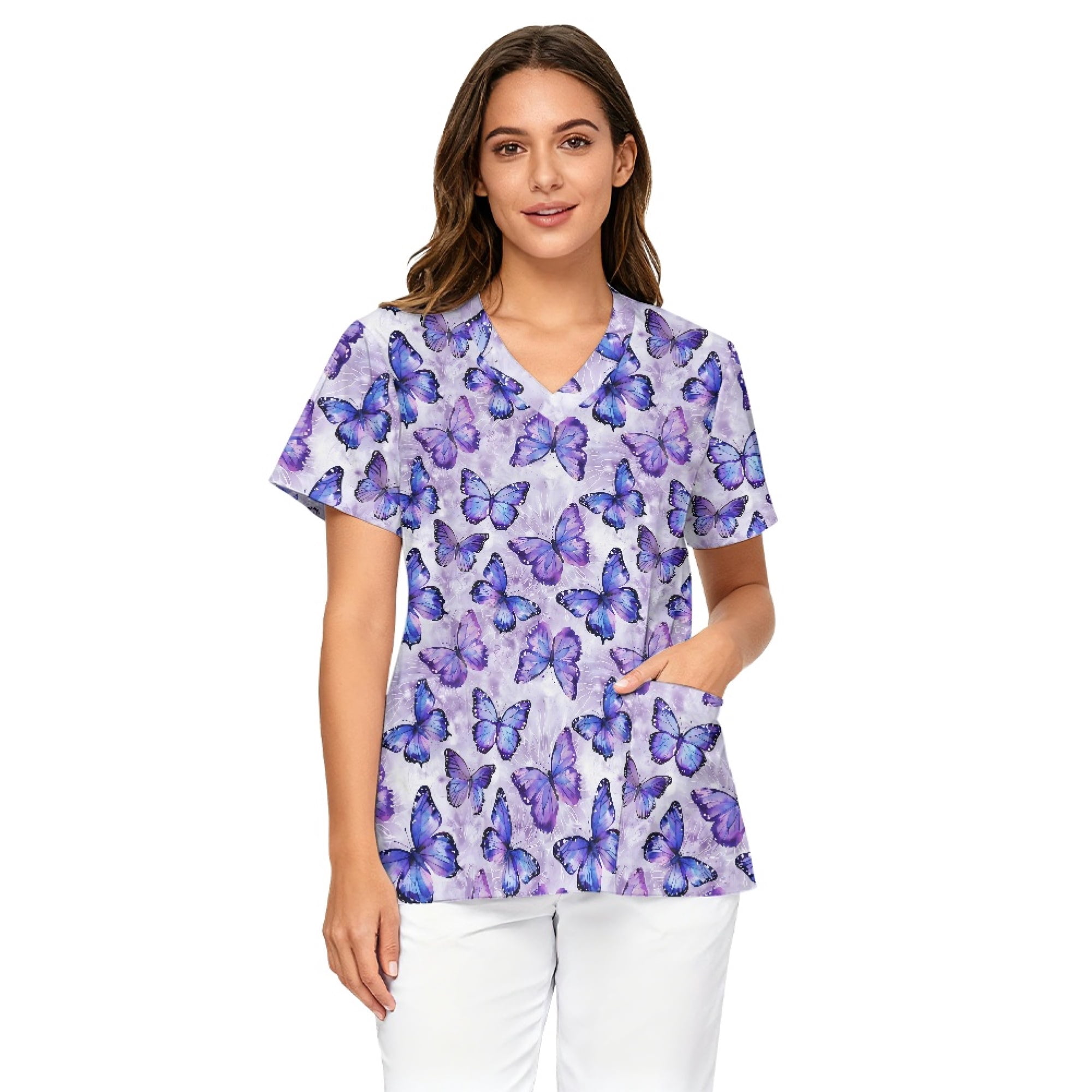 Binienty Scrub Tops with Pockets for Women, Soft Stretch, Easy Care V ...