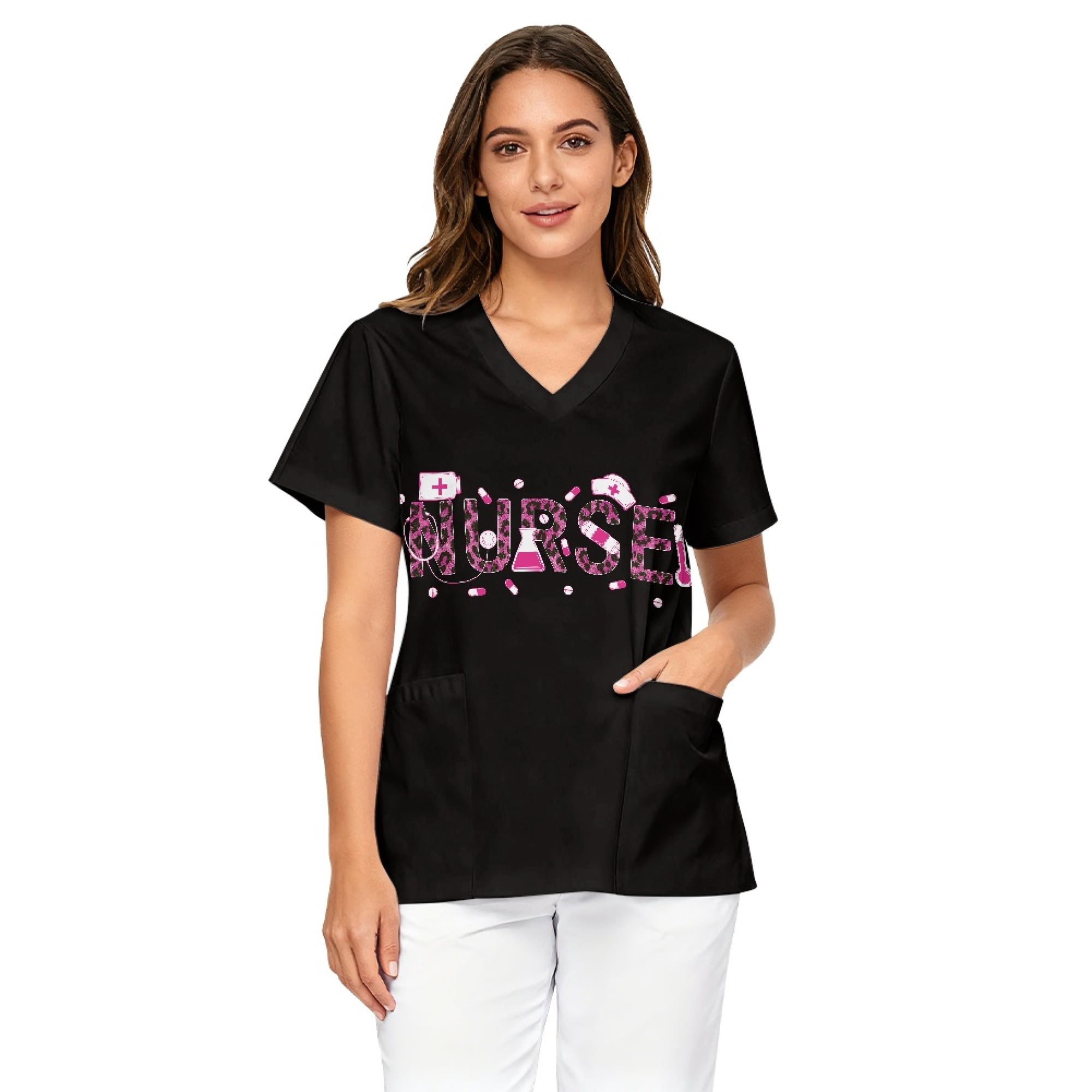 Binienty Scrub Tops with Two Pockets for Women, Soft Stretch, Short ...