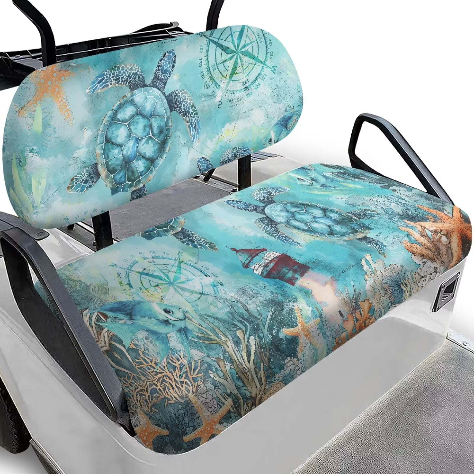 Binienty Sea Turtle Compass Golf Car Seat Covers Front Seats Soft ...