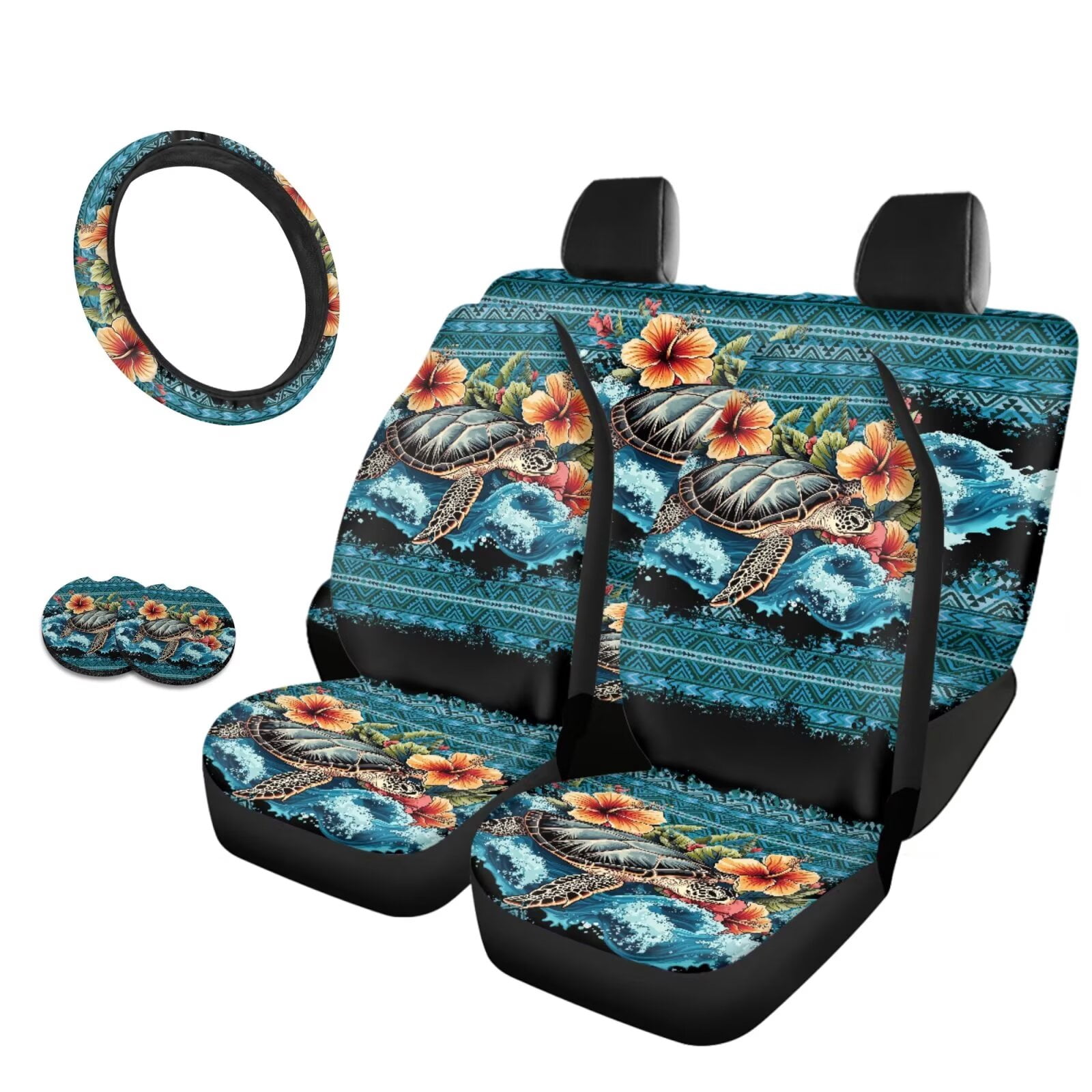 Binienty Sea Turtle Seat Cover Car Seat Protector Blue Aztec Auto Seat ...
