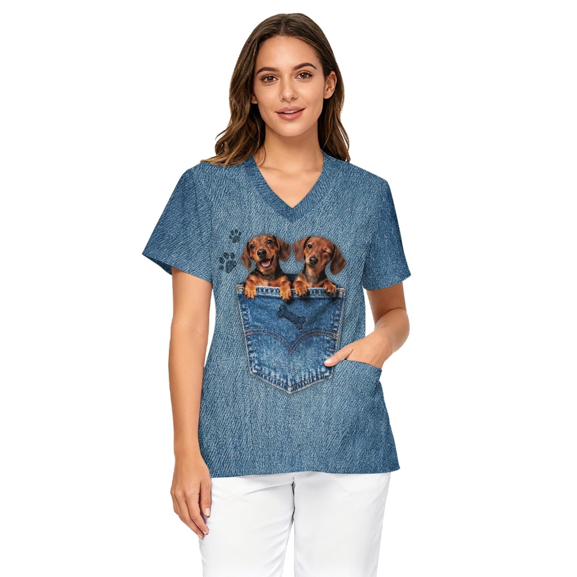 Binienty Short Sleeve Scrub Top for Healthcare Workers, Breathable V ...