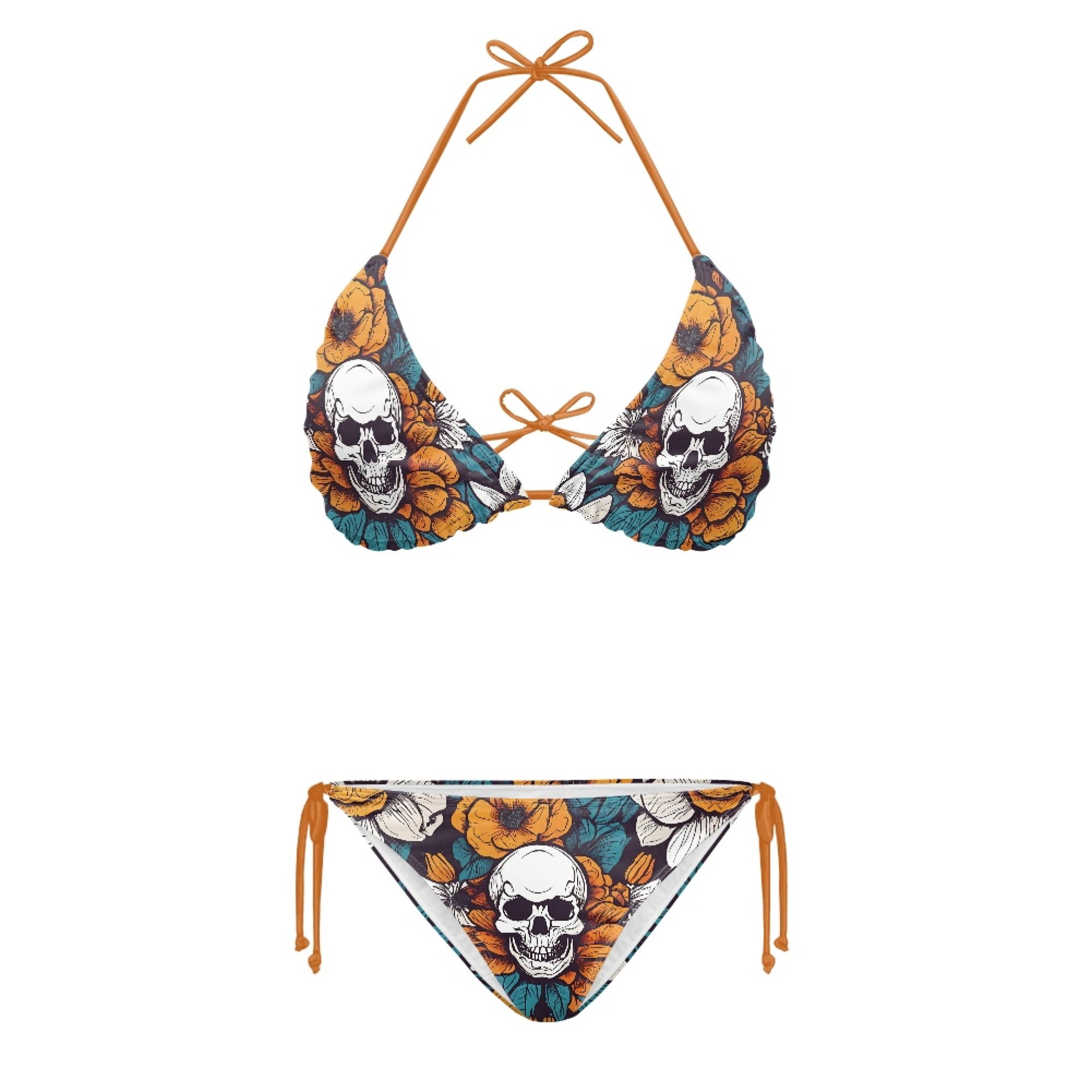 Binienty Skull Floral Print Women Bikini Set, Sexy Bikini Sets ...