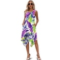 Binienty Sleeveless Sundress with Watercolor Leaf Pattern, Irregular ...