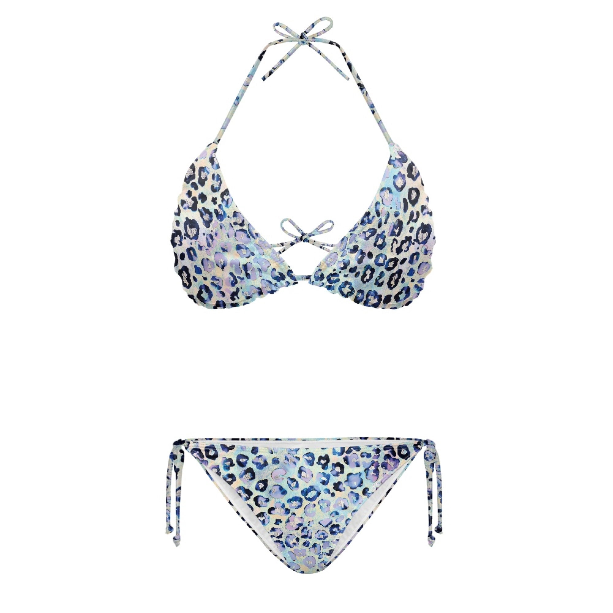 Binienty Soft Fabric Leopard Print Women's Bikini Sets, Plus Size ...
