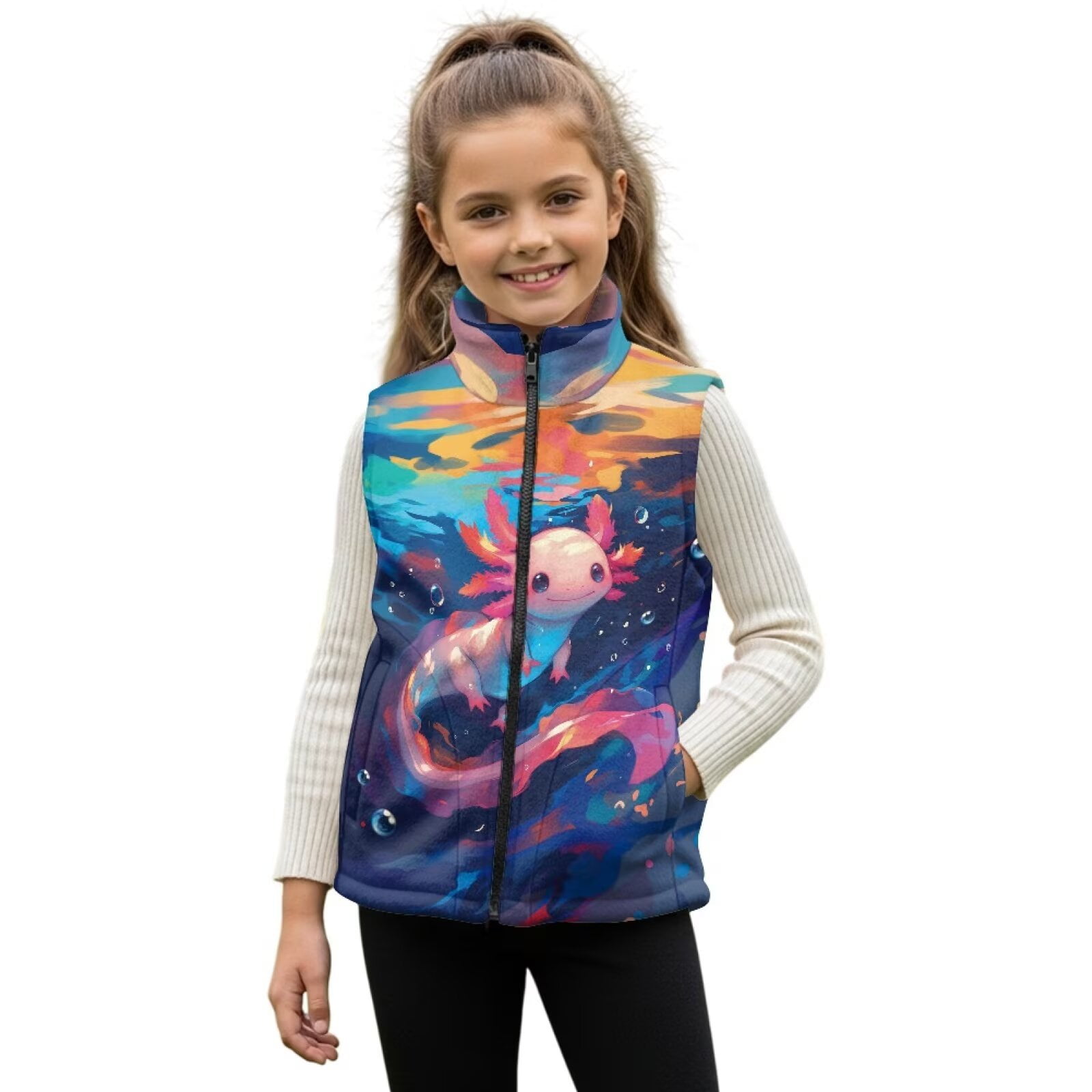 Binienty Strawberry Axolotl Girls Outwear Vest 3T Toddler Warm Soft ...