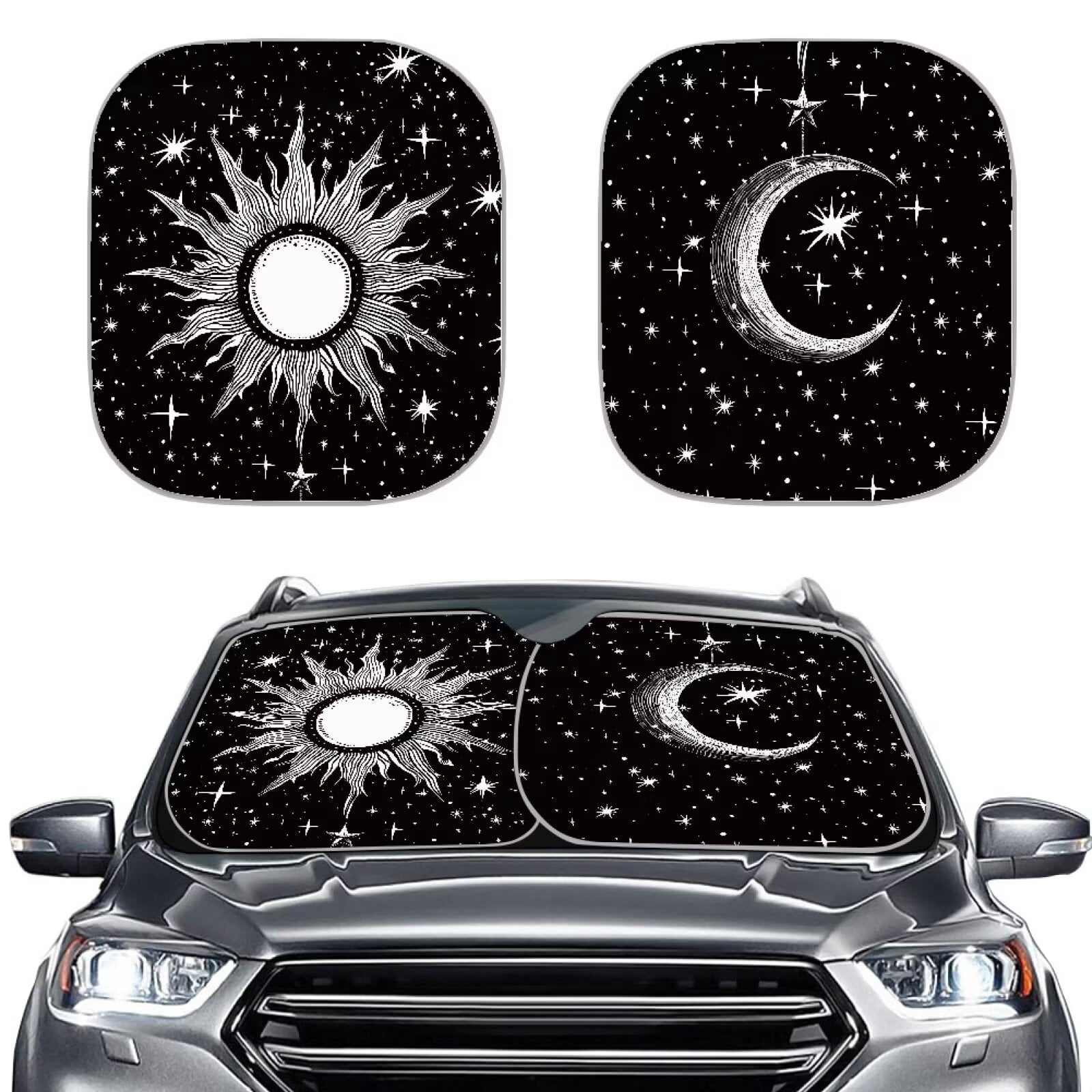 Binienty Sun and Moon Windshield Sunshade Car Foldable Uv Ray Reflector ...