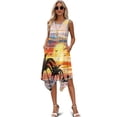 Binienty Sundress with Beach Sunset Palm Design, Irregular Hem ...