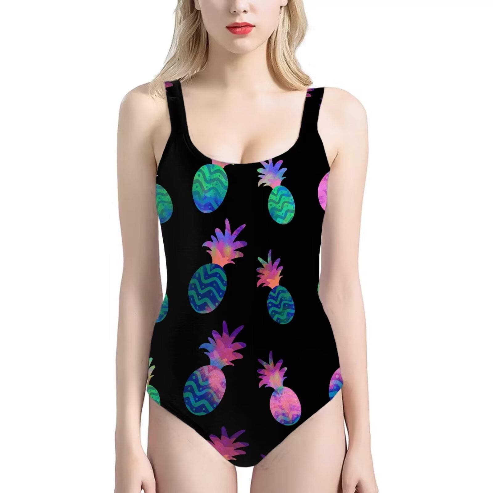Binienty Swimsuits For Curvy Women Hippie Pineapple One Piece Swimwear