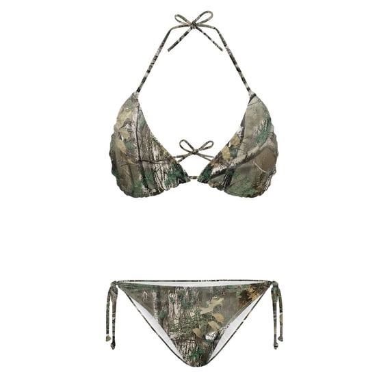 Binienty Swimwear, Green Camo Pattern Sexy Women String Halter Two ...