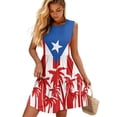 Binienty Swing Sundress with Puerto Rico Palm Pattern, Tiered Ruffle ...