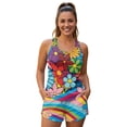 Binienty Tank Top Shorts Outfit, Retro Psychedelic Floral Pattern Soft ...