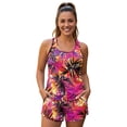 Binienty Tropical Palm Leaf Women's Tankini Shorts Set, Dual Side ...