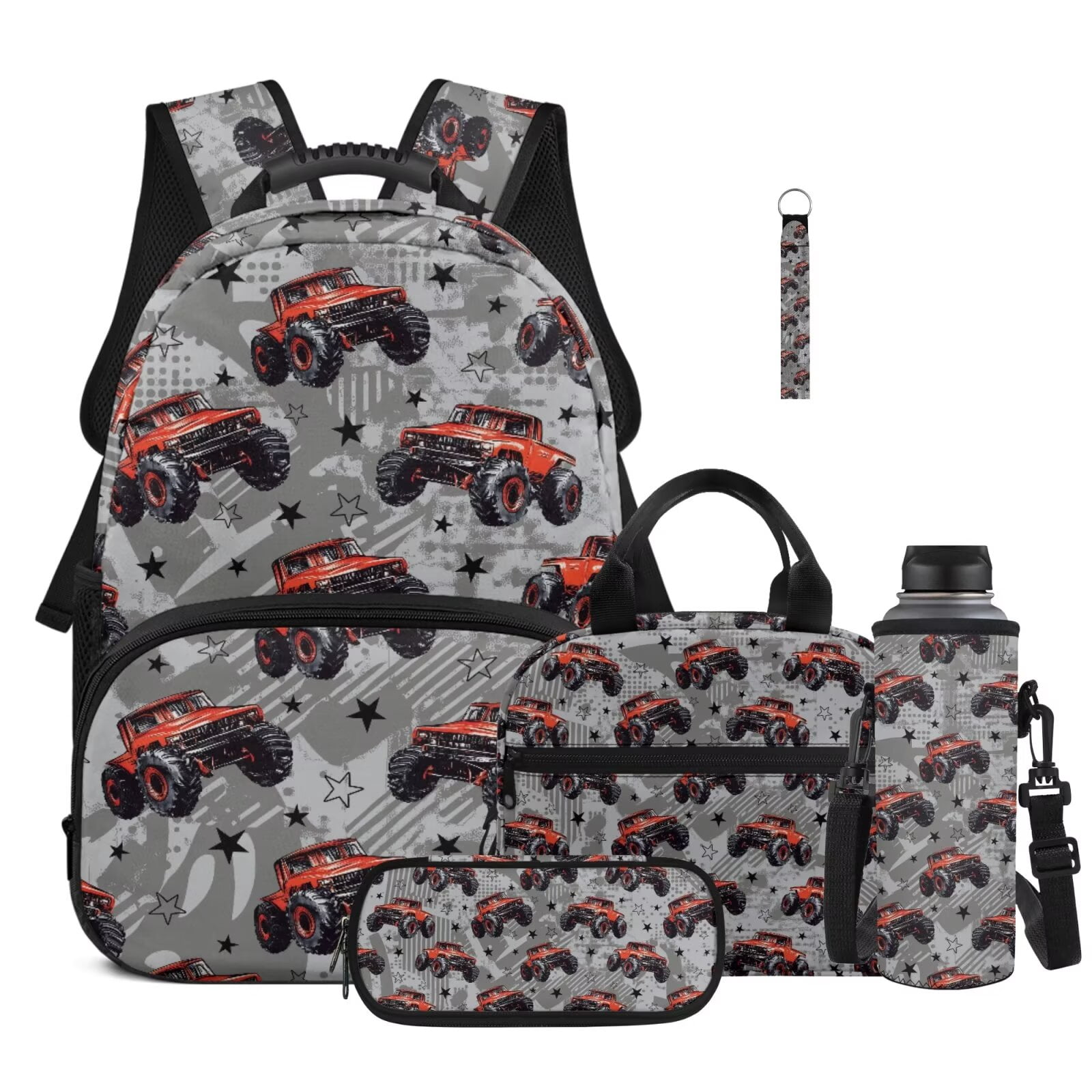 Binienty Truck Print Kids Bookbag with Lunch Box Boys 4th Grade ...