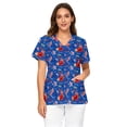 Binienty USA Patriotic Floral Pattern Medical Uniform Breathable Short ...