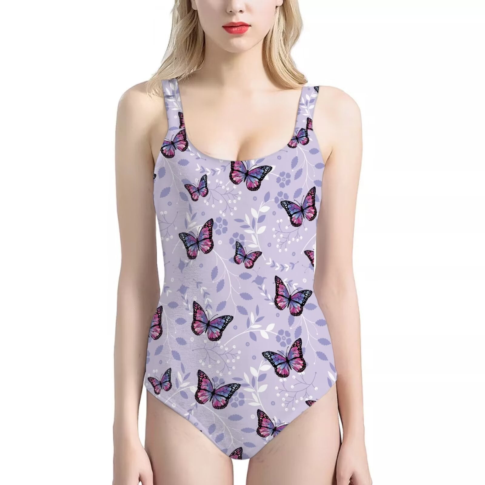 Binienty Womens Swimsuit Blue Butterfly One Piece Bathing Suit For