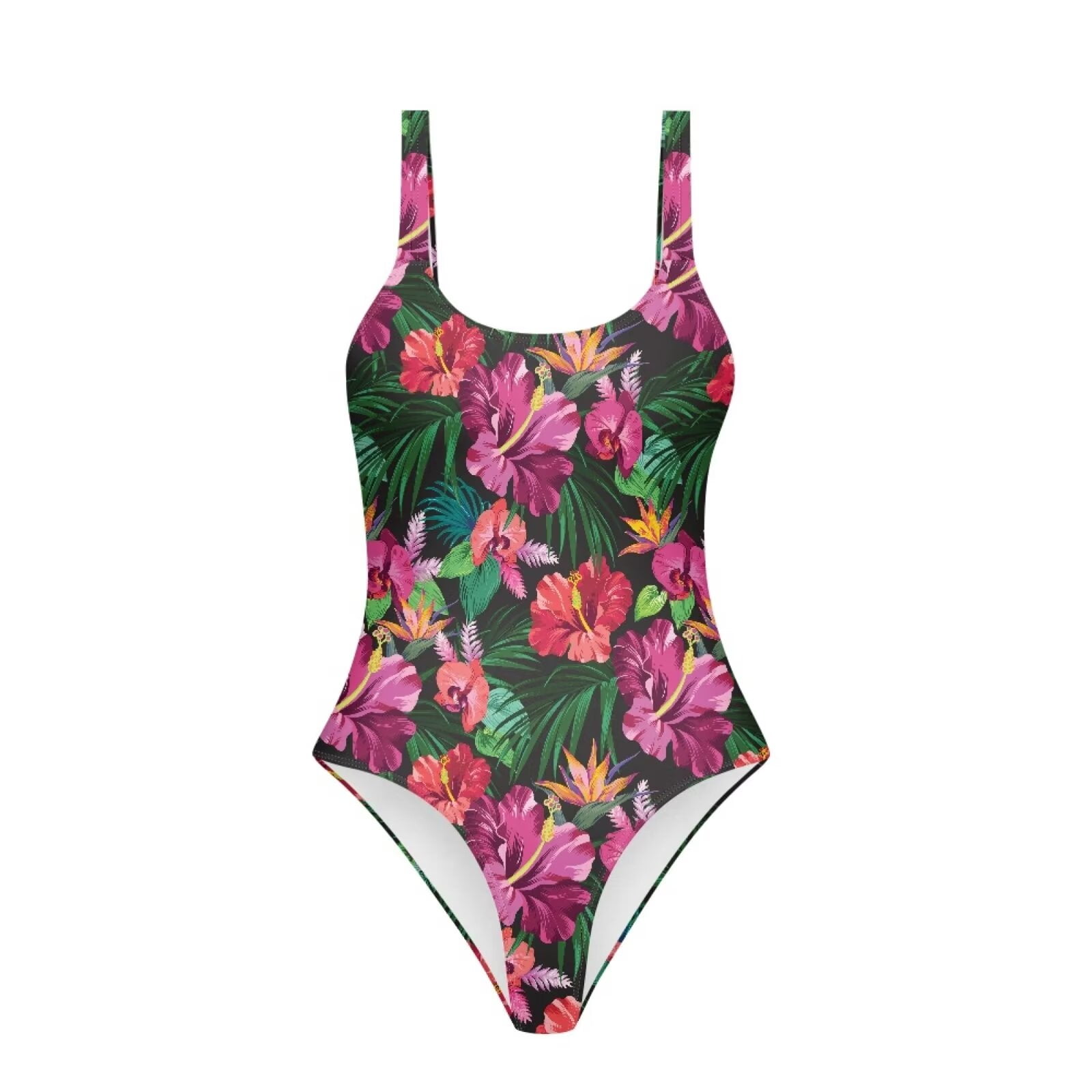 Binienty Womens Swimsuit One Piece Aesthetic Hibiscus Flower Swimwear