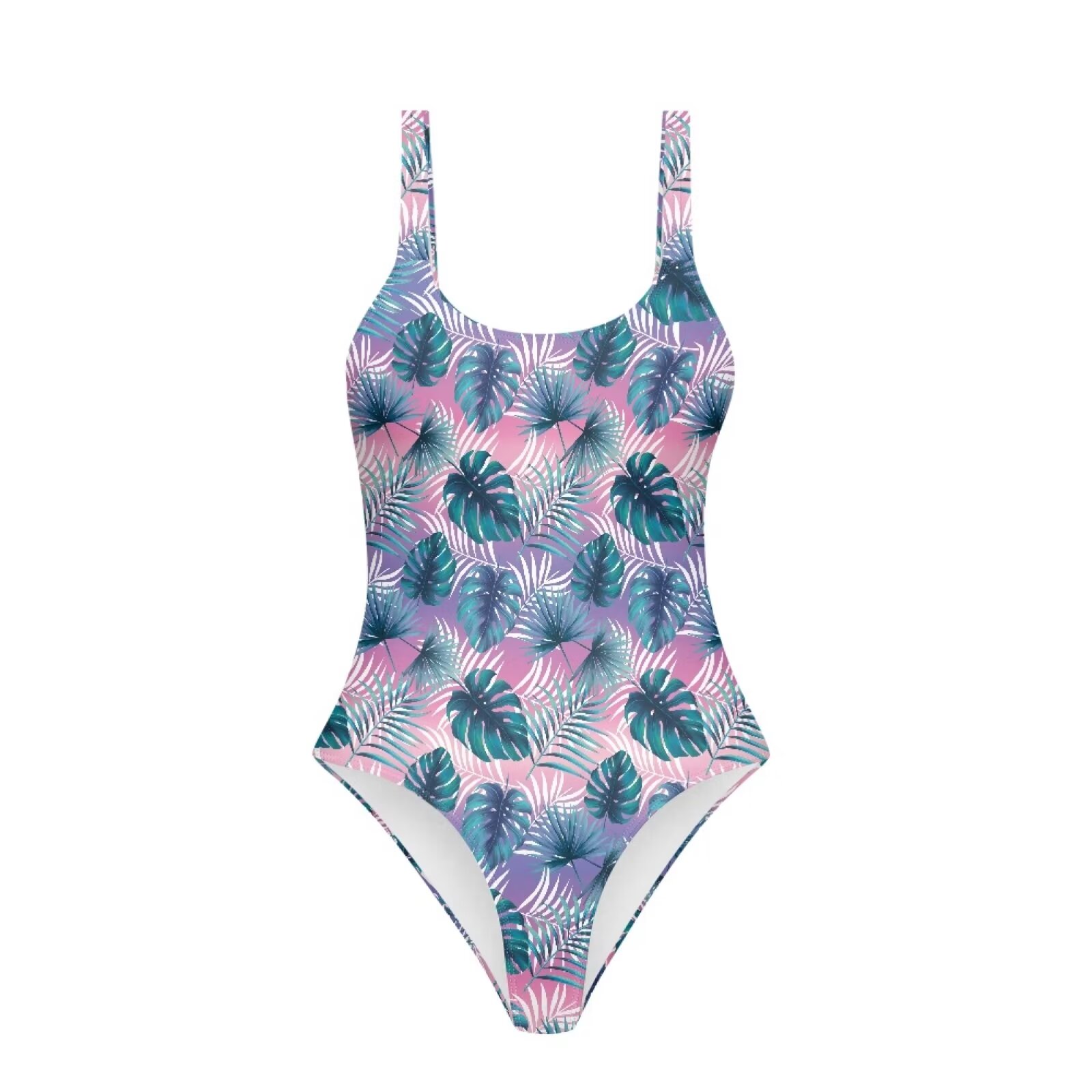 Binienty Womens Swimsuit One Piece Tropical Plants Swimwear For Women