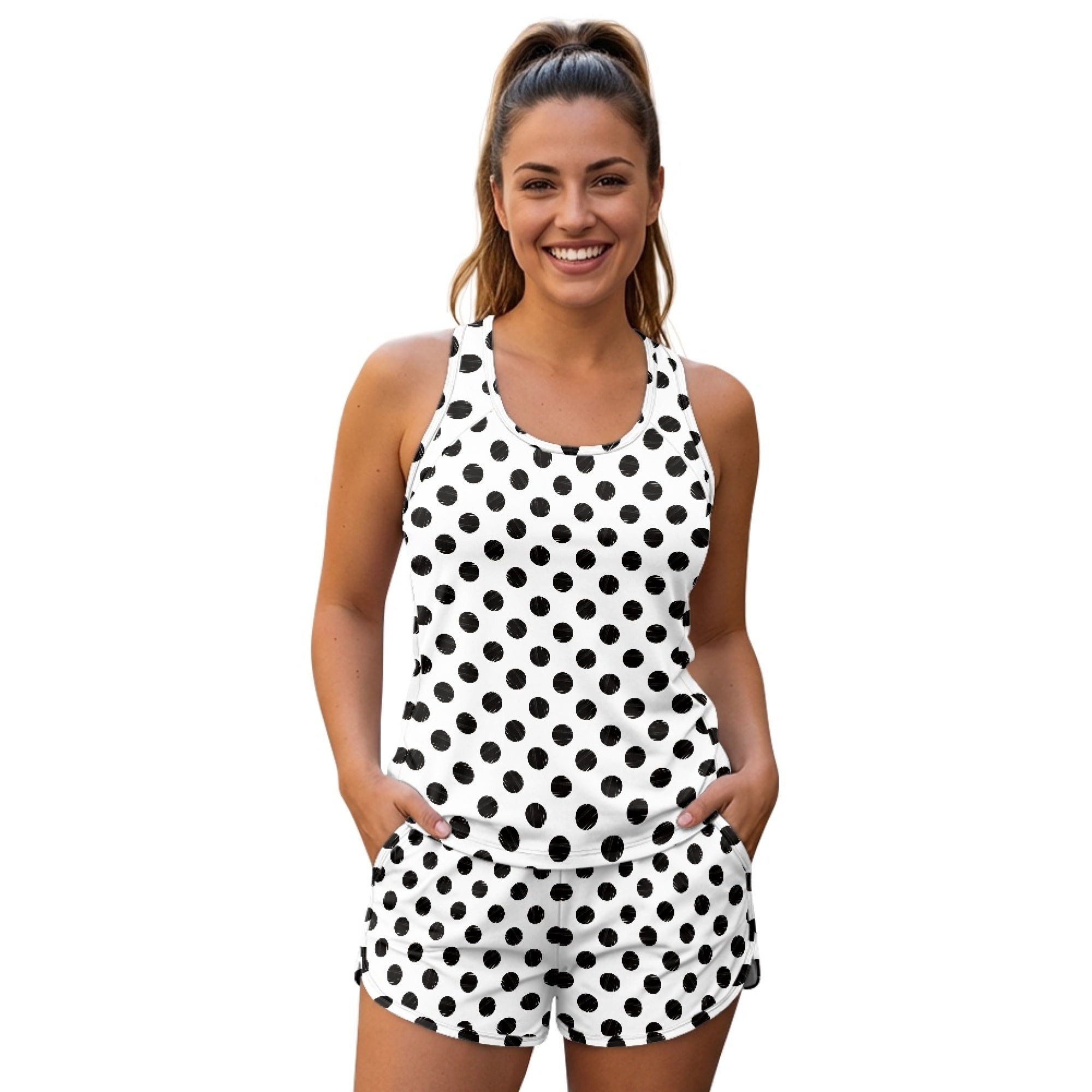 Binienty Women's Tankini Shorts Set, Polka Dot Quick Dry Elastic Women ...