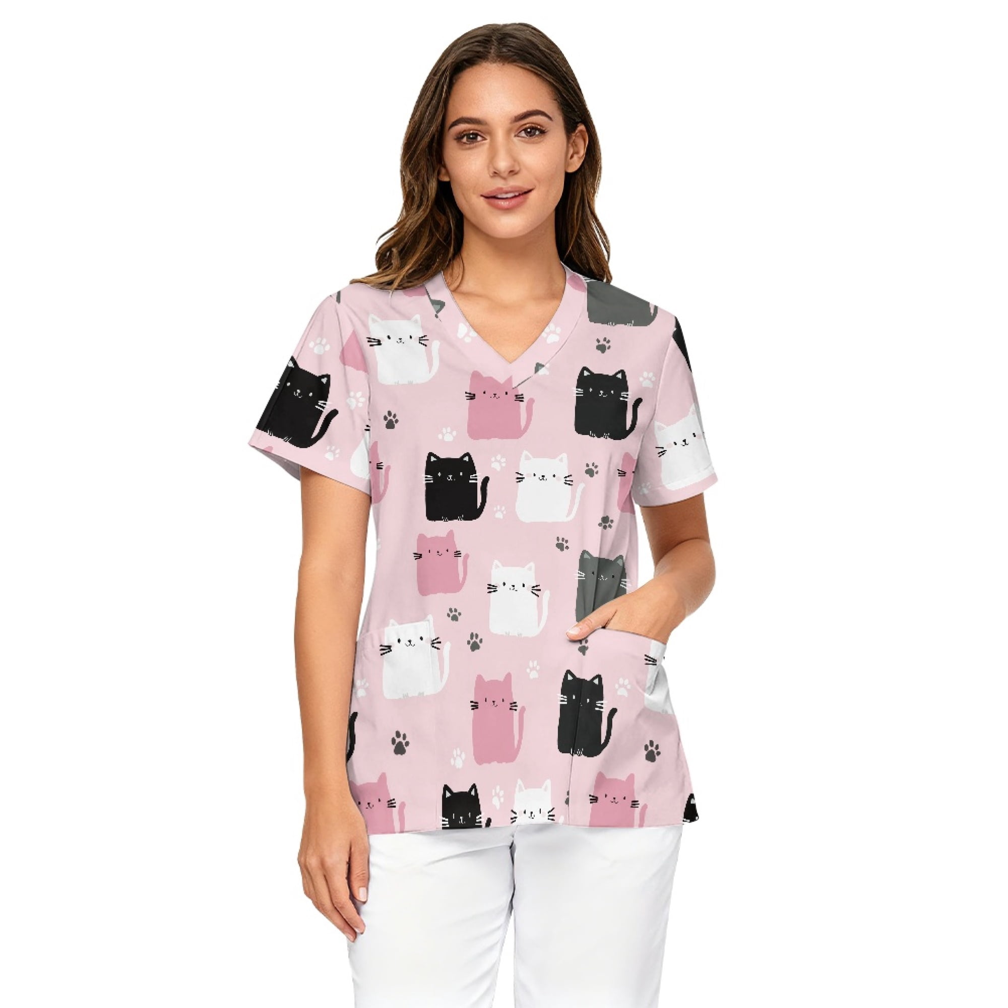 Binienty Work Shirt for Healthcare Workers, Breathable V Neck Scrub Top ...