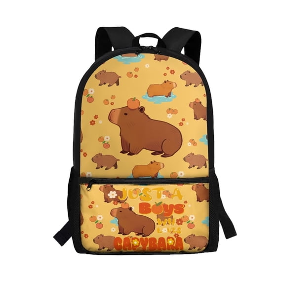 Binienty Yellow Capybara Print 17 Inch School Backpack for Teens Multi ...