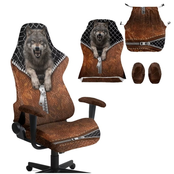 BinientyWolf Gaming Chair Cover Set Anti-Scratch Gaming Chair Covers ...