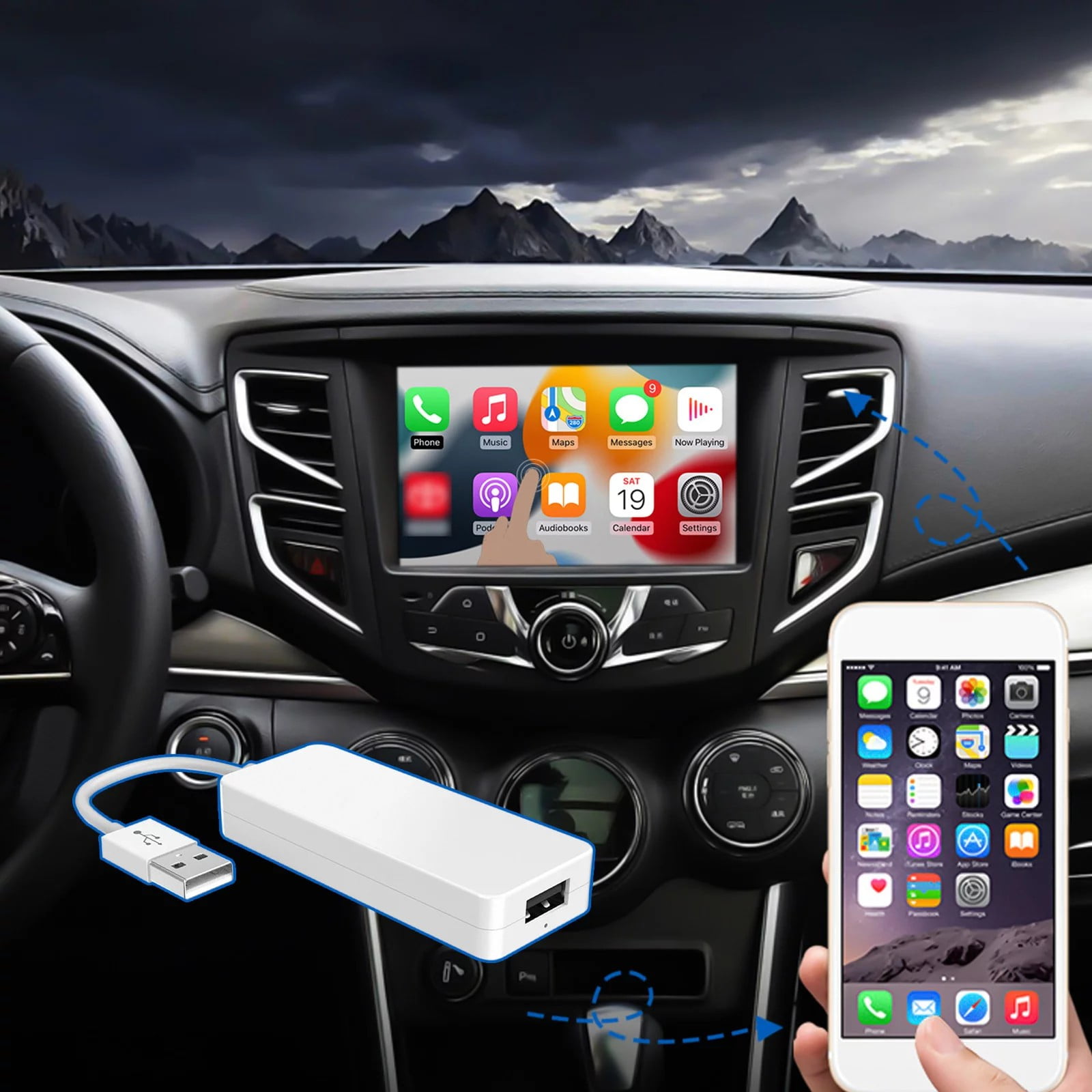 Binize CarPlay Android Auto Wired Dongle Adapter Activator Ariplay USB ...