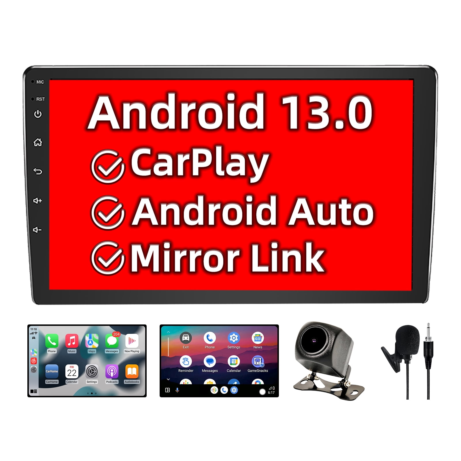 Binize Double Din Car Stereo Compatible With Wireless CarPlay Android Auto Android 12 ...