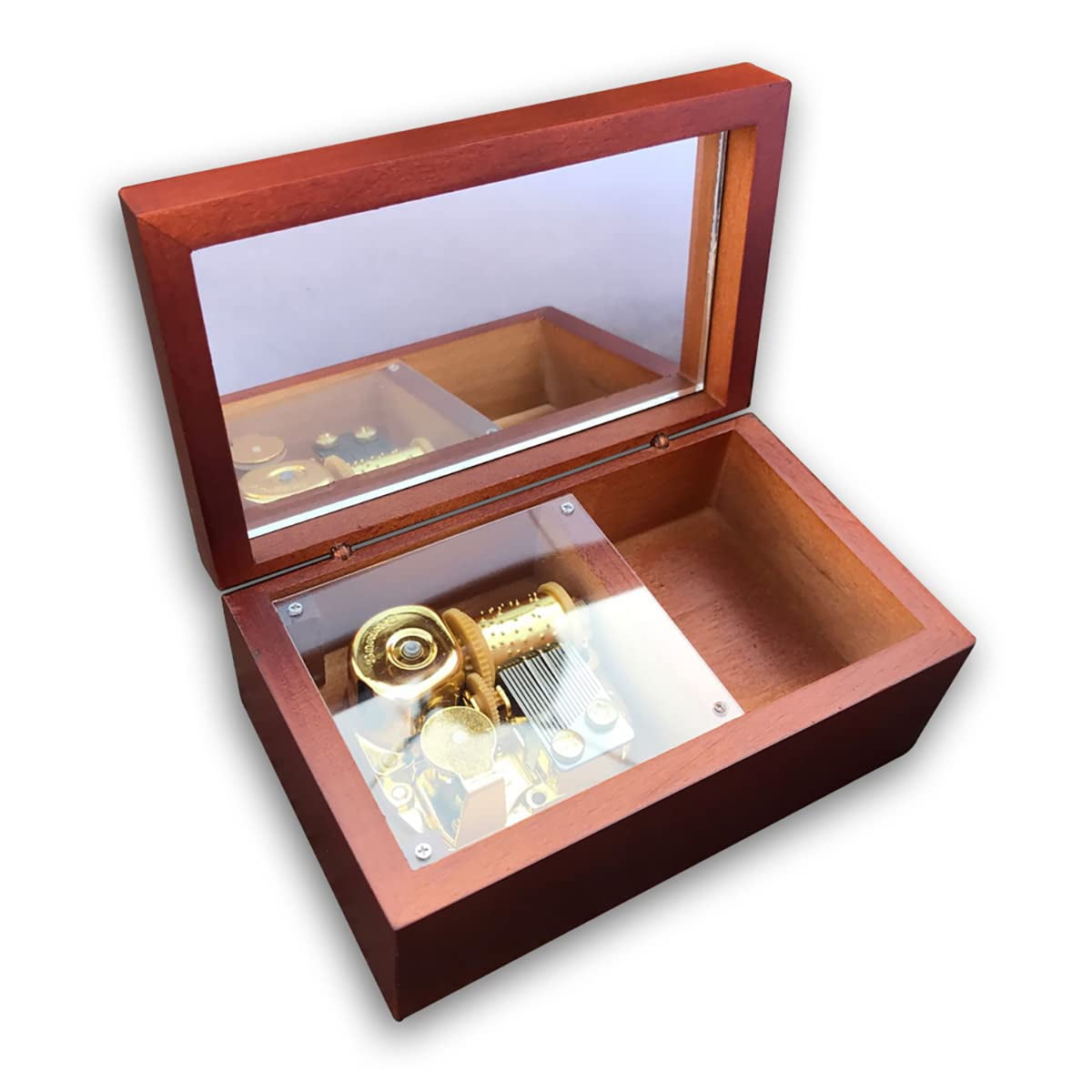 BinkeGG Brown Wooden Wind up Music Box Jewelry Box with Sankyo Musical ...