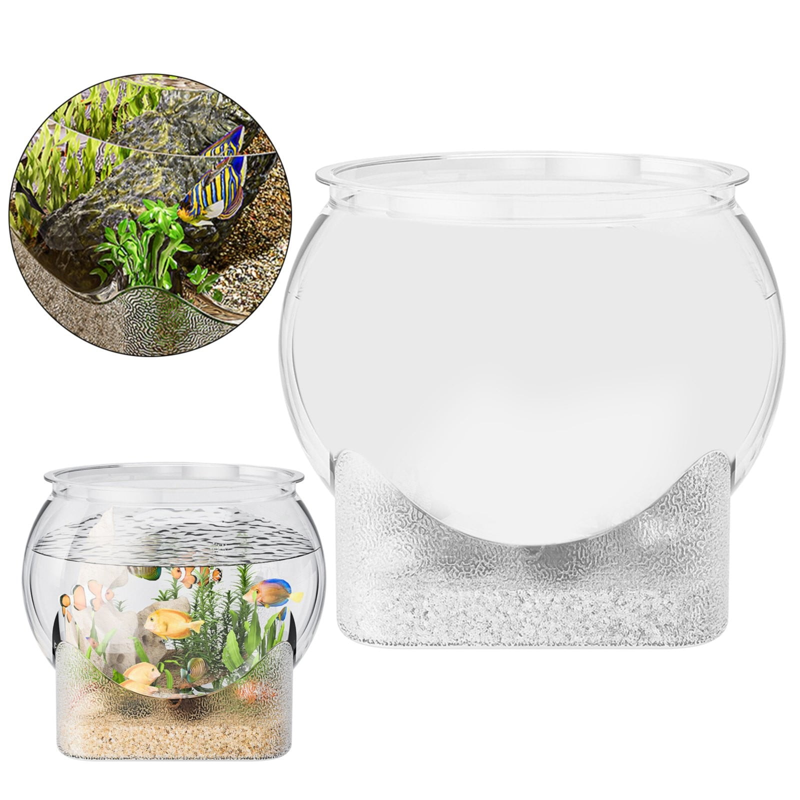Binkne Fish Tank Desktop Aquarium for Fish Turtle,Round Fish Bowl Clear ...