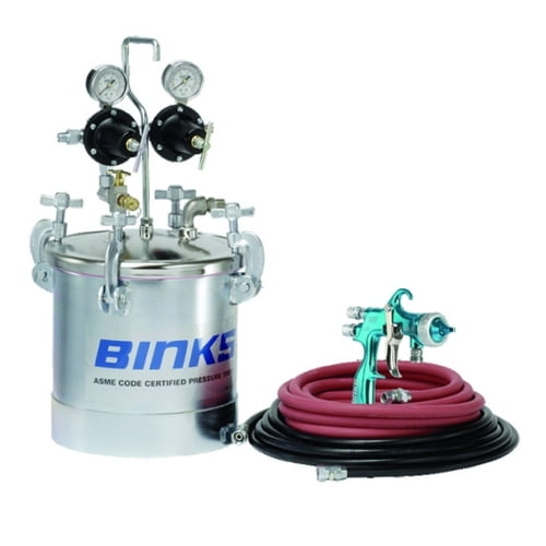Binks 98-3156 2-Gal Pressure Pot Outfit with Trophy Series HVLP Gun ...