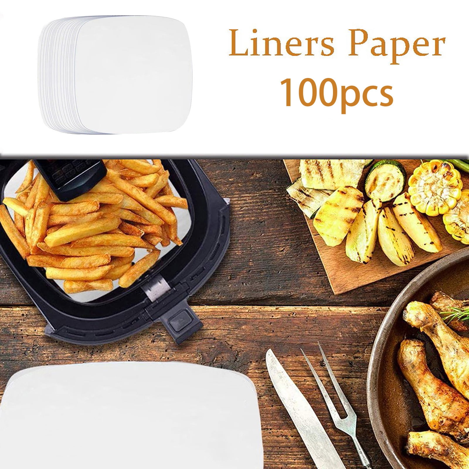 Binmer 100pcs Non-stick Fryer Pad Paper Household Barbecue Paper Oven ...