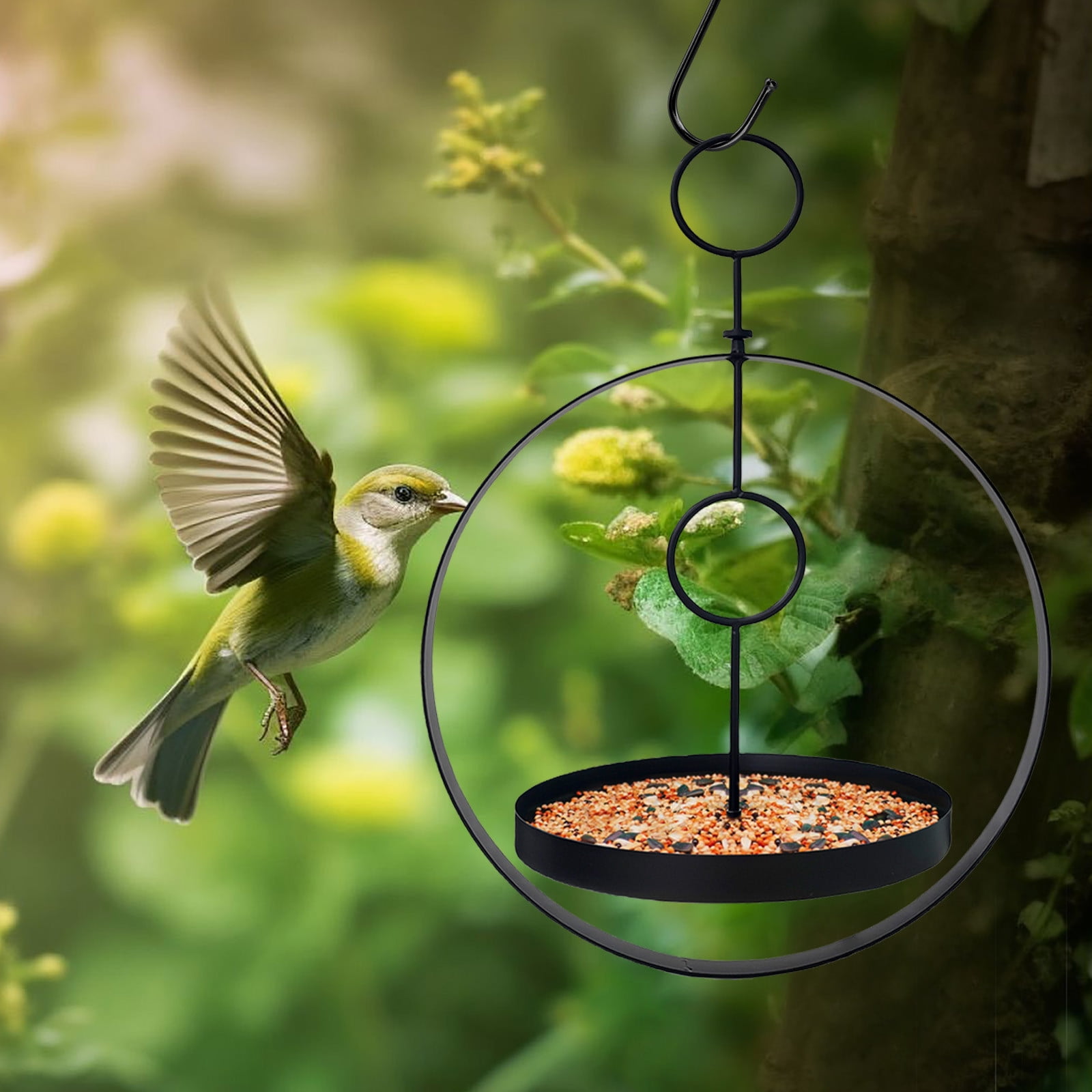 Binmer Bird Feeders for Outdoors Handcrafted Circular Hanging Metal ...