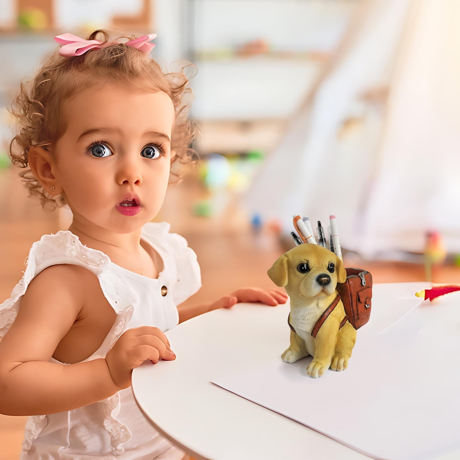 Binmer Cute Dog Pen Puppy Pen Desktop Pen Decorative Resin Dog Statue ...