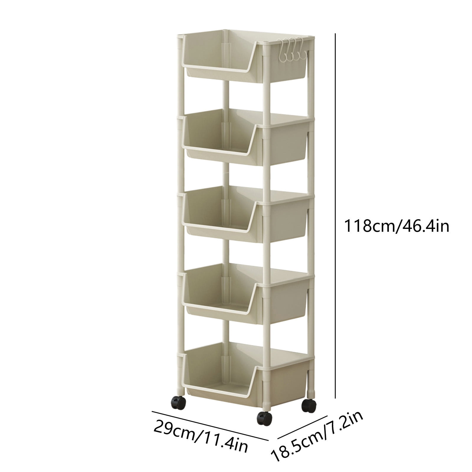 Binmer Hooks,5 Tier Storage Rack Multi Layer Storage Cart Mobile ...