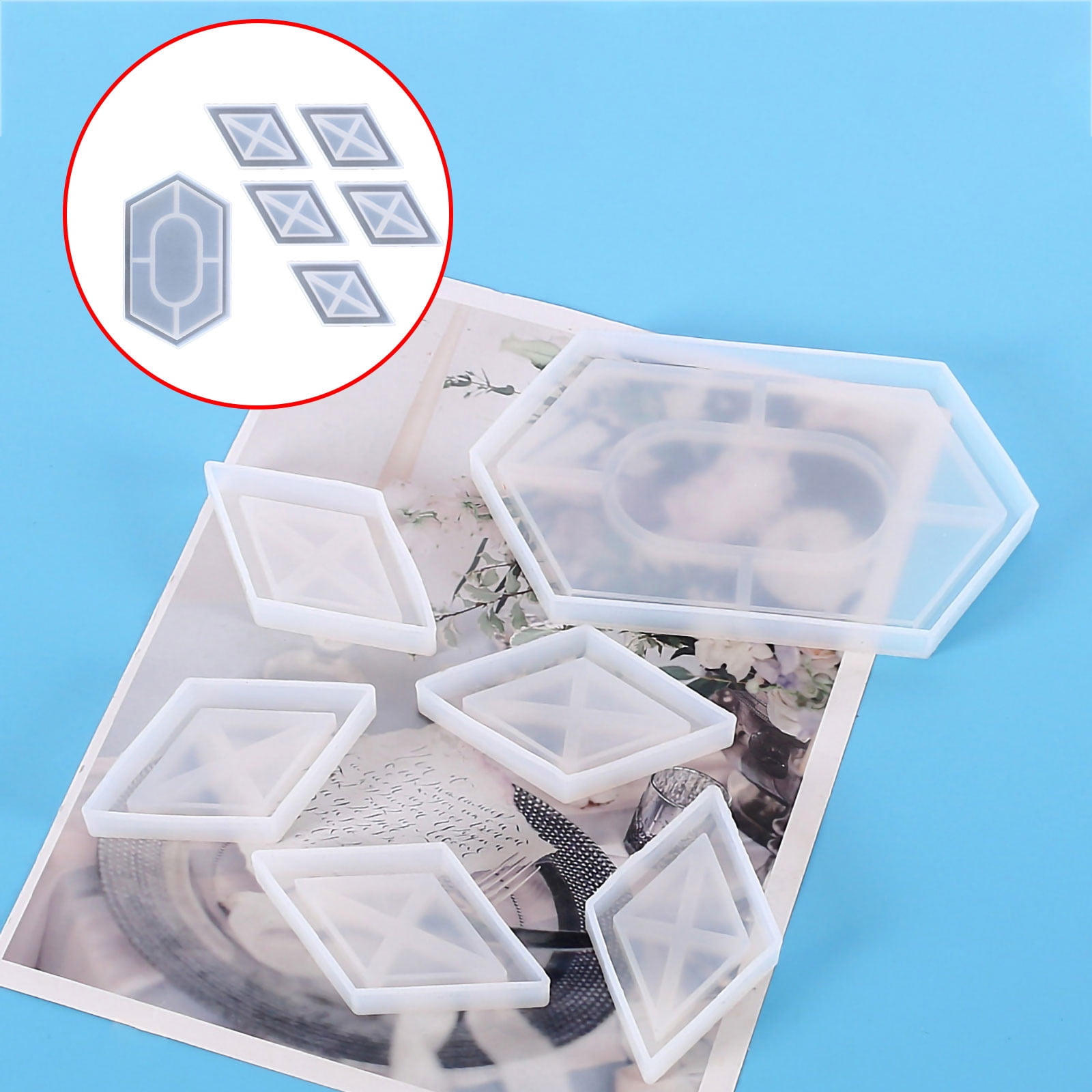Binmer Hot Sale DIY Crystal Epoxy Storage Box Rhombus Mirror Manual ...