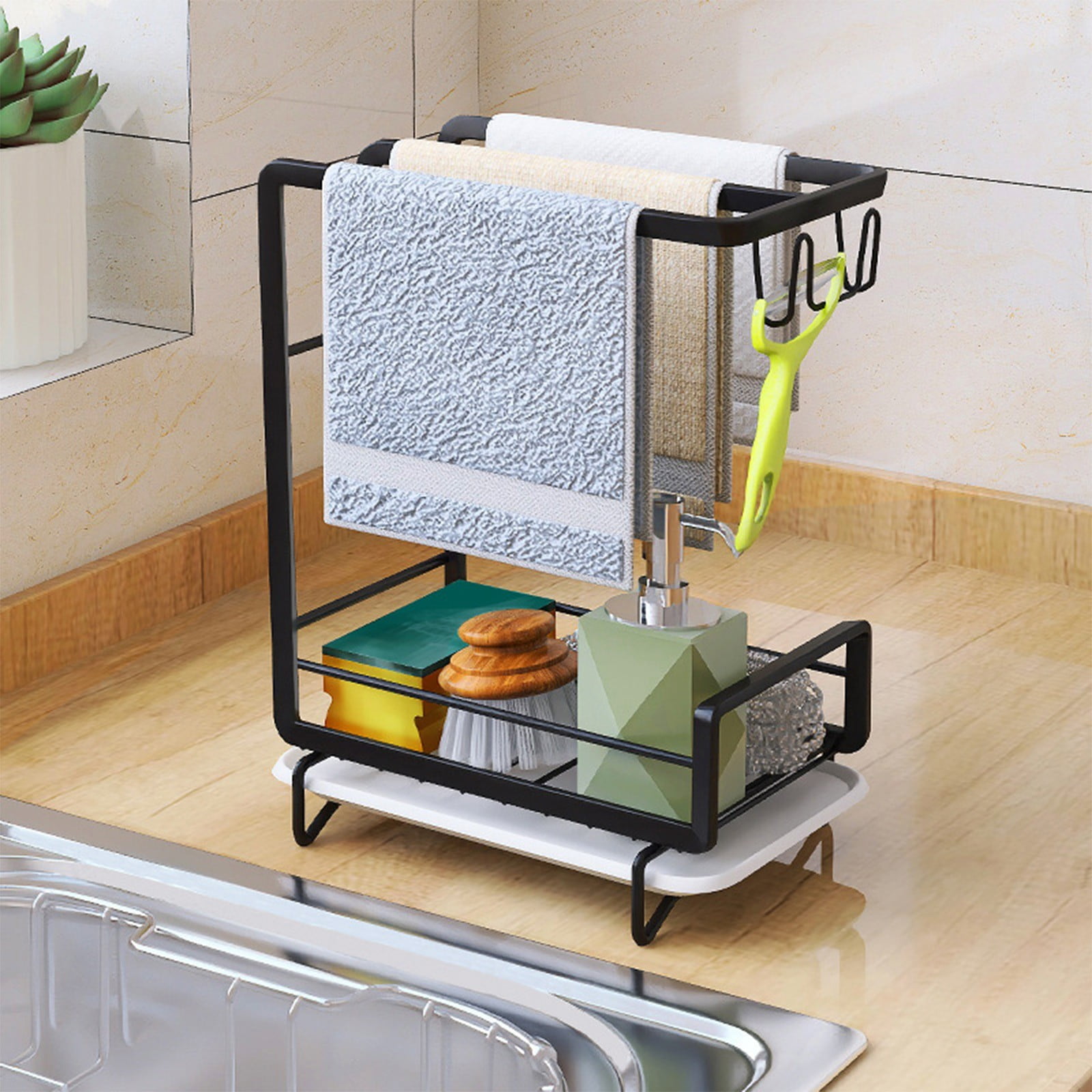 Binmer Kitchen Storage Rack Can Be Wall Hanging Dishcloth Storage ...