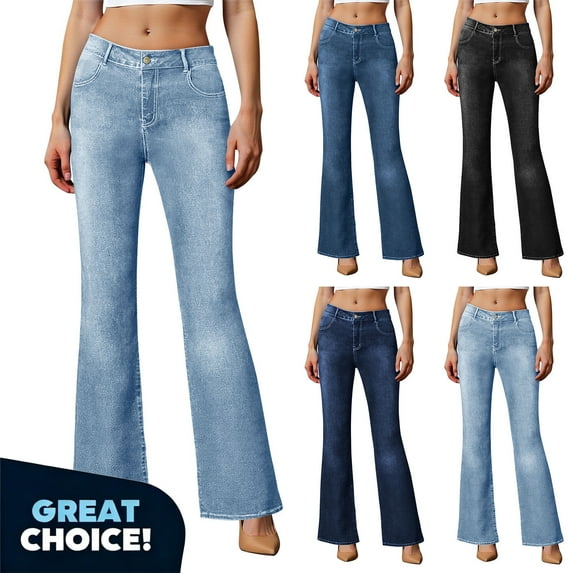 Binmer No Boundaries Women’s Flare Jeans with Pockets, Womens High Rise ...