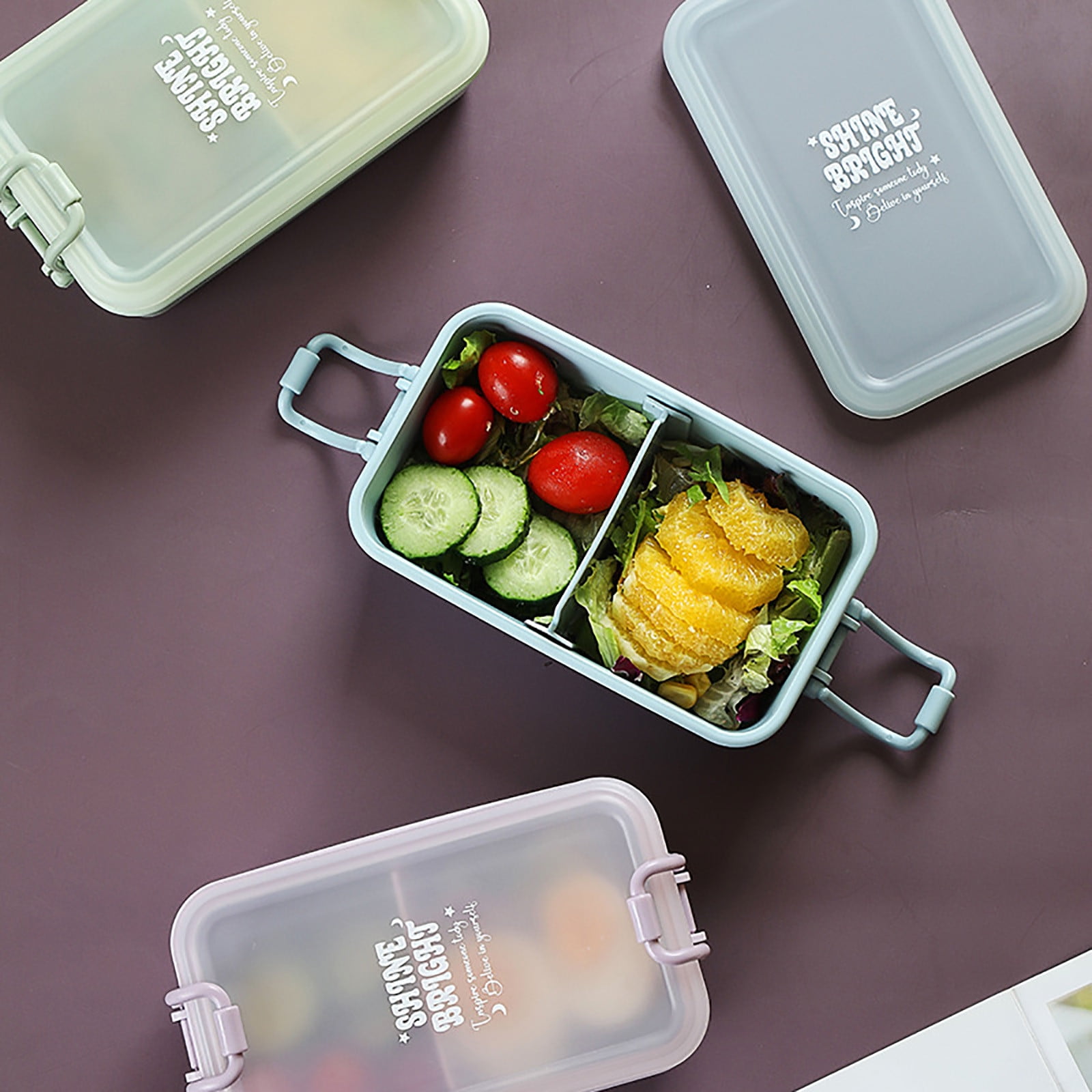 Binmer Retro Bento Divided Bento Box With Built-in Plastic Divider ...