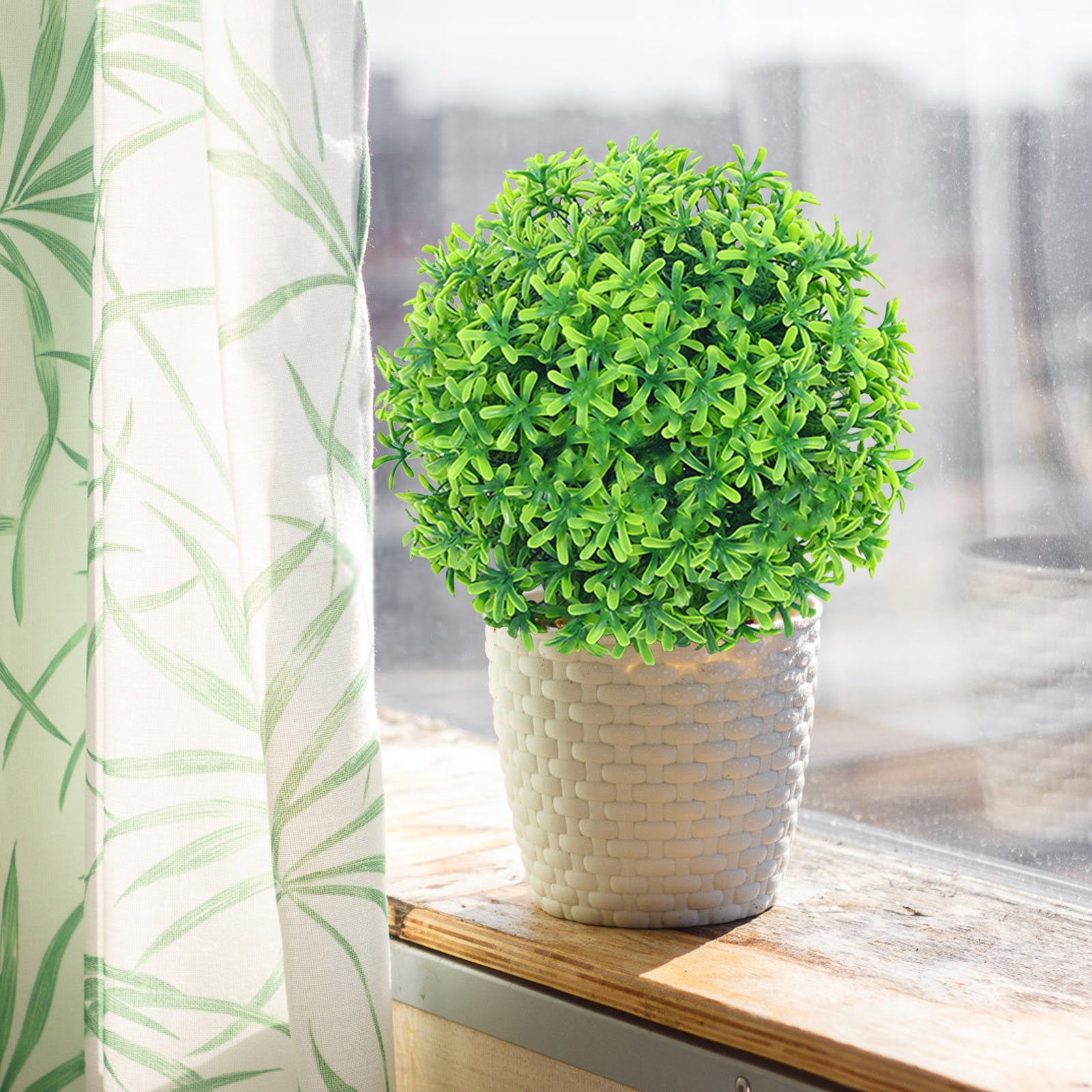 Binmer Simulated Grass Ball Decoration Green Round Ball Green Plastic ...