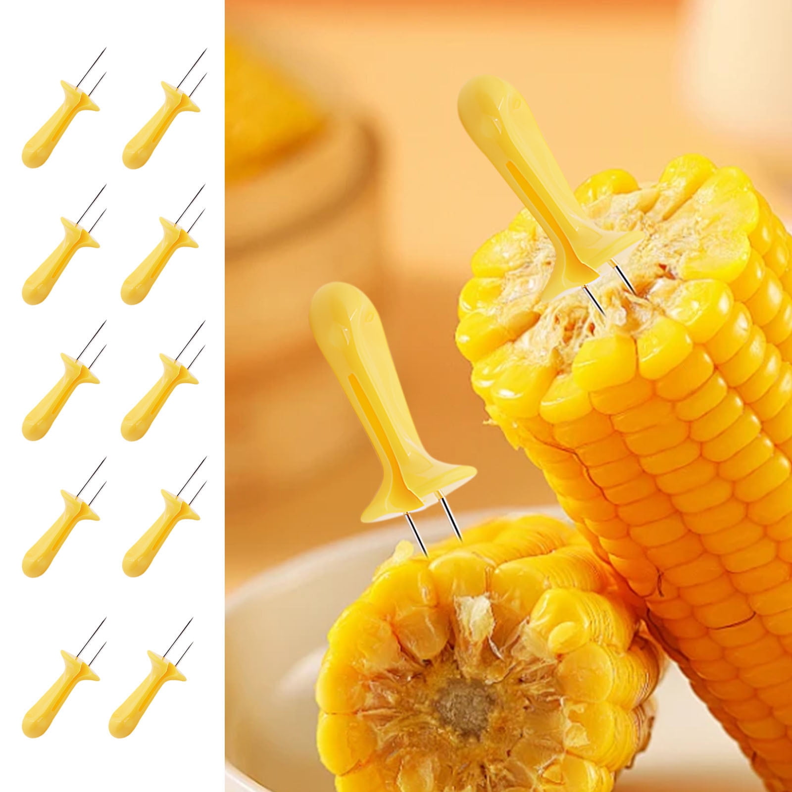 Binmer Stainless Steel Fruit Fork Corn Needle Corn Plug Outdoor Portable BBQ Barbecue Fork Corn ...