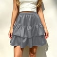 Binmer Women's Elastic High Waist Tiered Ruffle Flowy A Line Mini Skirt ...
