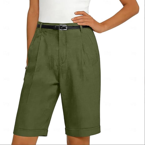 Binmer Women's High Waisted Bermuda Shorts,Tailored Knee Length ...
