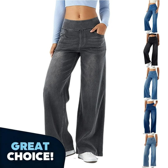 Binmer Women's High Waisted Jeans with Pockets, Womens Wide Leg ...