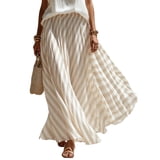 Binmer Women's Plaid Print High Waisted Pleated Chiffon Maxi Skirt ...