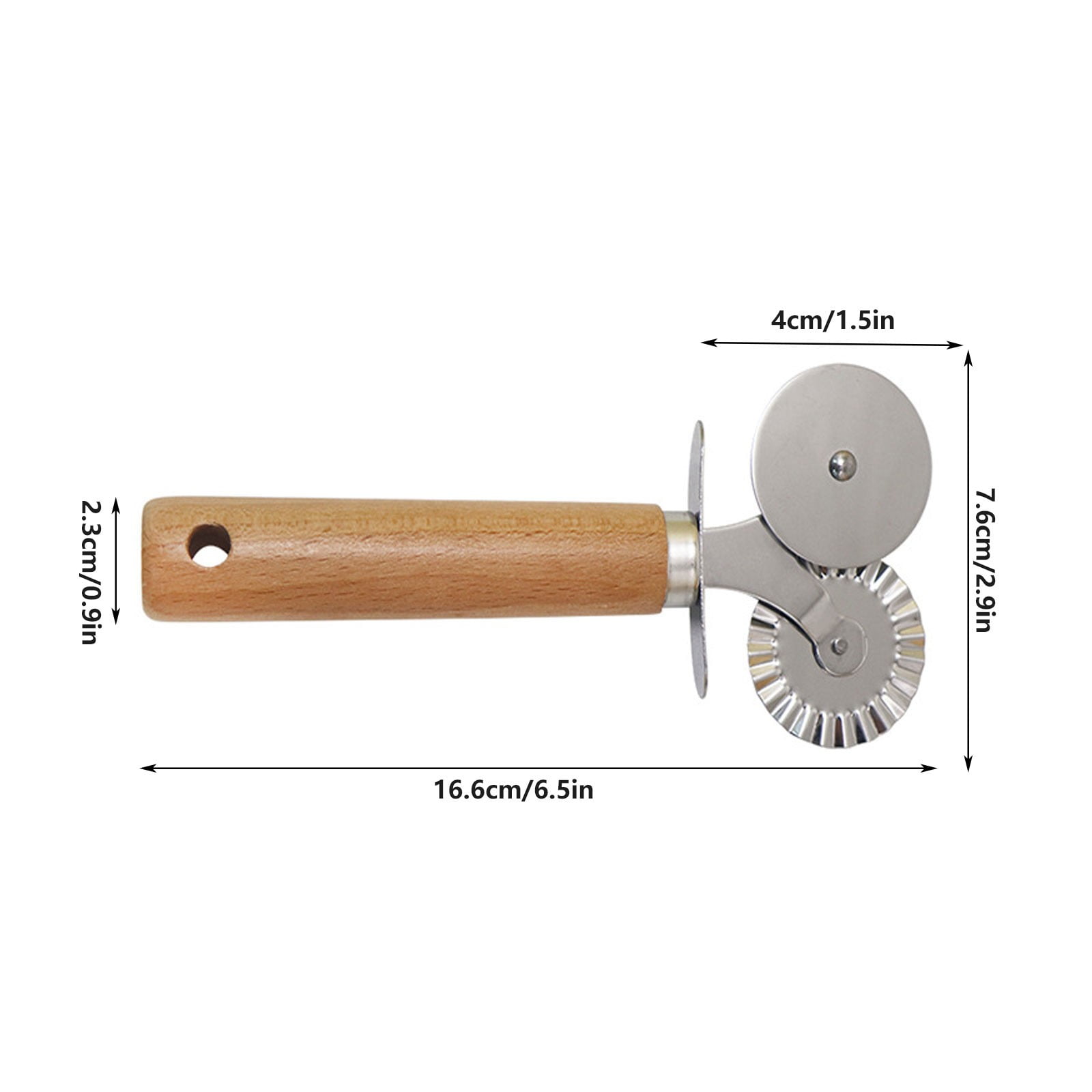 Binmer Wooden Handle Stainless Steel Pizza Cutter Double Head Roller ...