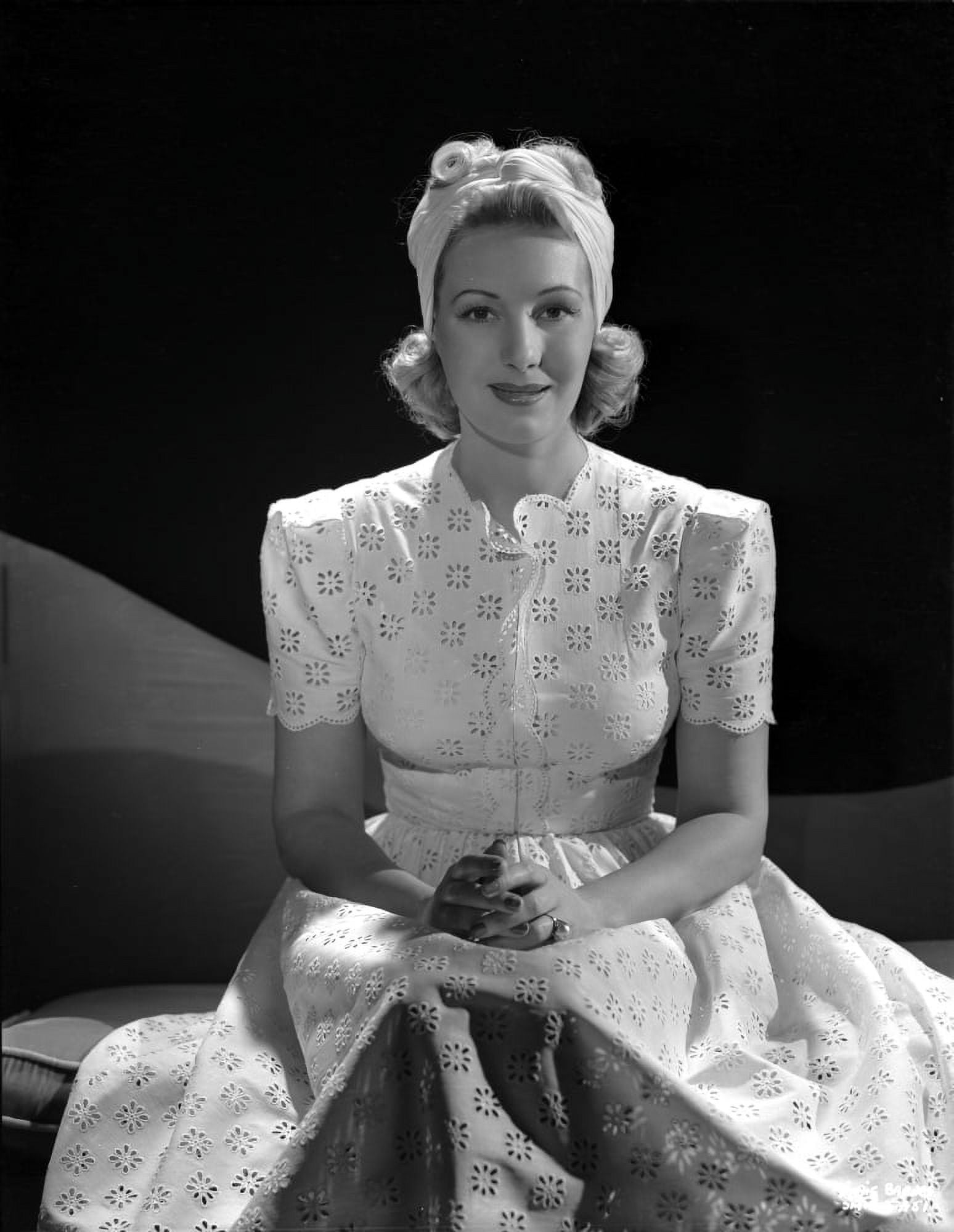 Binnie Barnes on Printed Dress and smiling Photo Print (24 x 30 ...