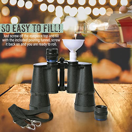 Binocular Flask with Funnel, Nylon Strap - 16 oz Secret Flask, Hidden ...