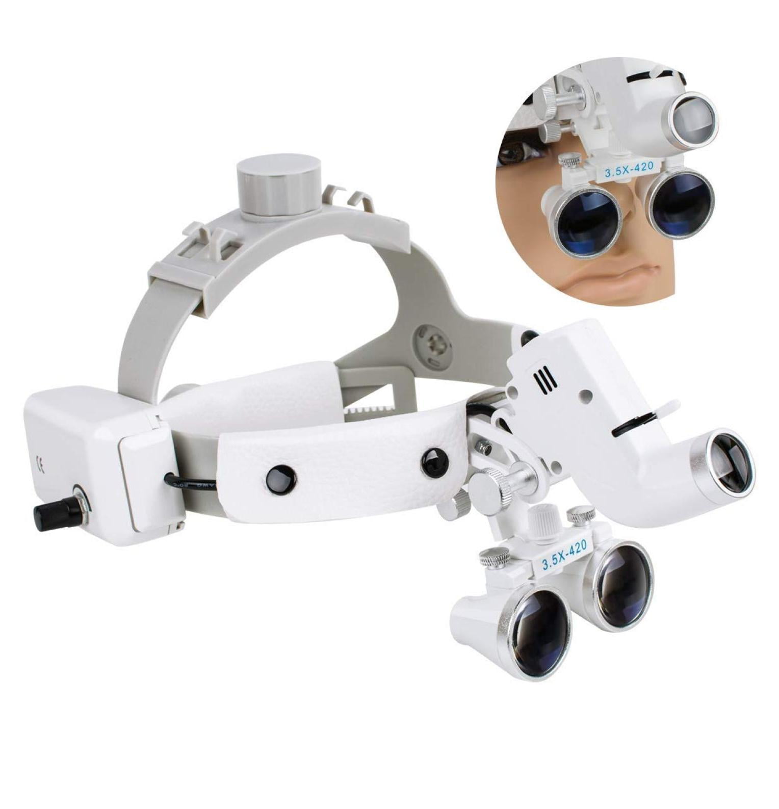 Binocular Loupes Glasses Headband Magnifier with LED Light 3.5X-420 ...