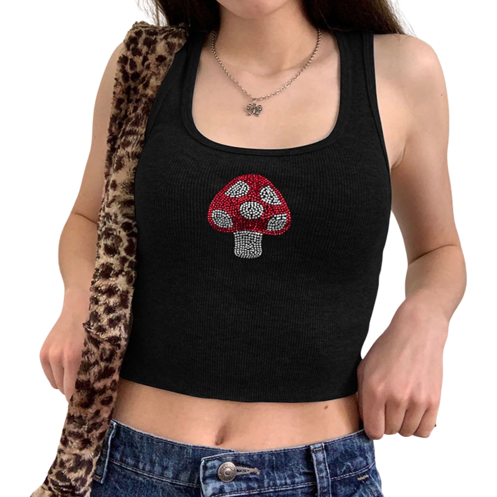 Binpure Ladies Summer U-neck Camisole Sleeveless Midriff-baring Base ...